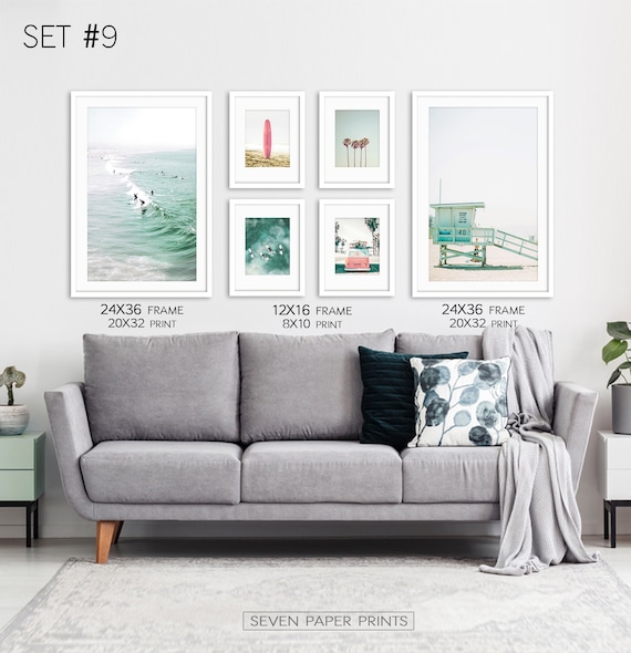 Extra Large Coastal Set of 6 White Frames Wall Art Prints Decor. Multi Piece Living Room Beach Photography Gallery. Physical Shipping Etsy UK
