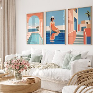 Pastel Matisse Style Poster, Vintage Open Balcony Minimalist Art ...