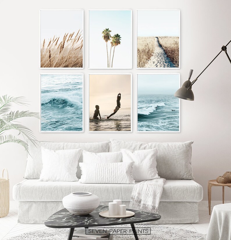 Ocean Beach Set of 6 Coastal Wall Art Digital Surfing Print - Etsy