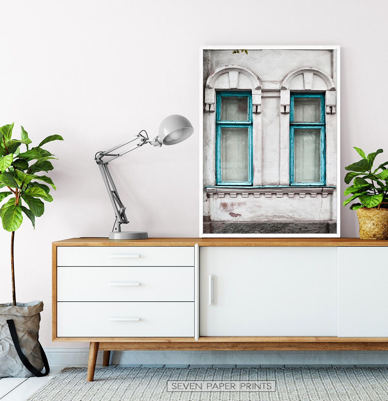 Blue Windows Print Architecture Wall Art Building Facade | Etsy