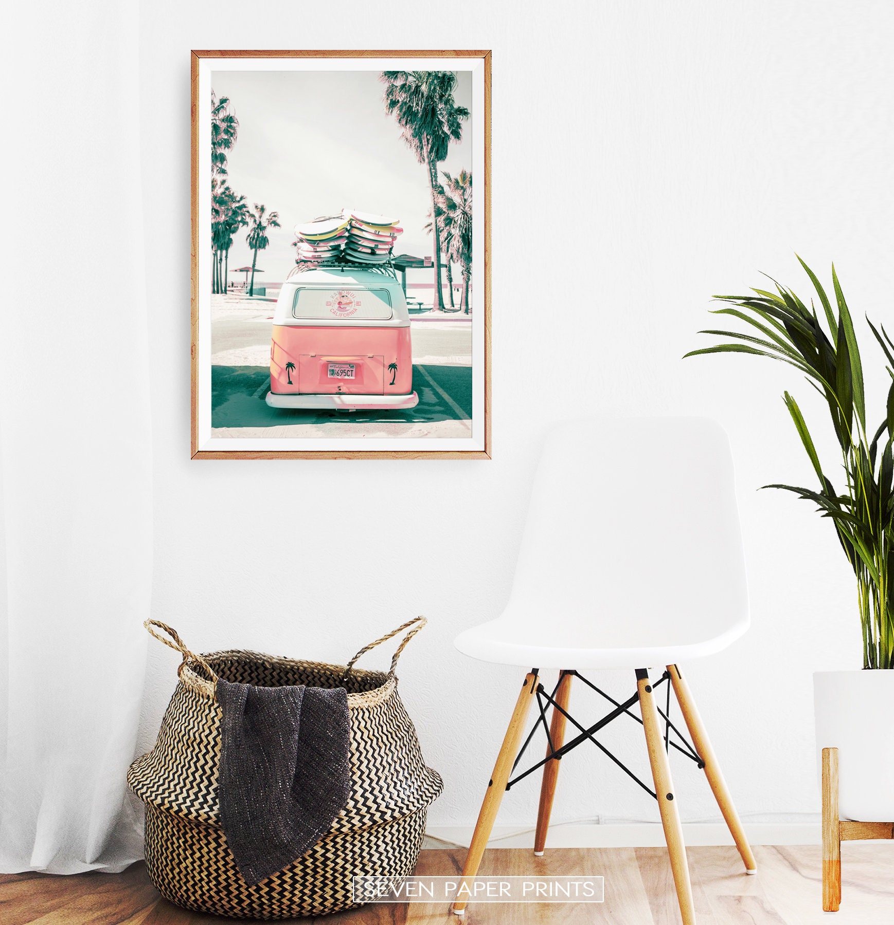 Retro Van Giclee Print Retro Bus Poster Pink Surfers Bus - Etsy