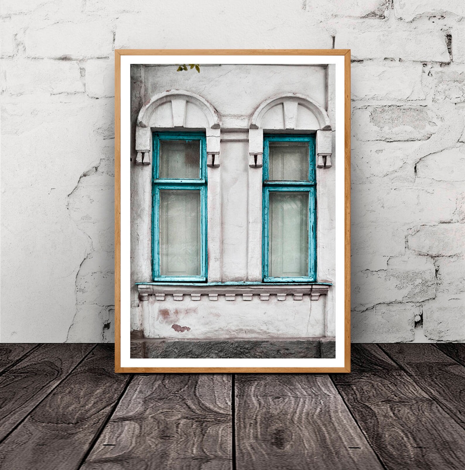 Blue Windows Print Architecture Wall Art Building Facade | Etsy