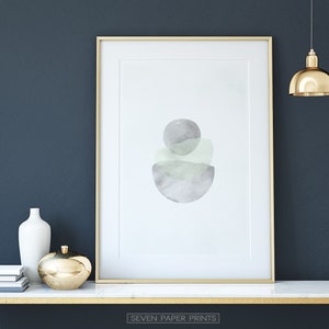 Nordic Abstract Art Set of 3 Prints. Scandinavian Gray and Green ...