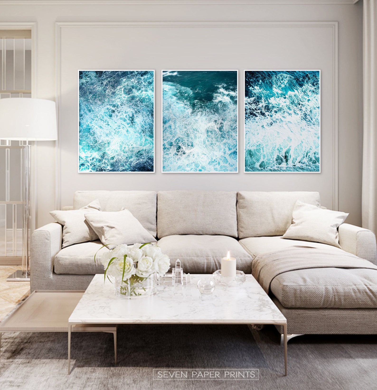 Ocean Wave Print 3 Piece Wall Art Ocean Poster Decor 3 - Etsy