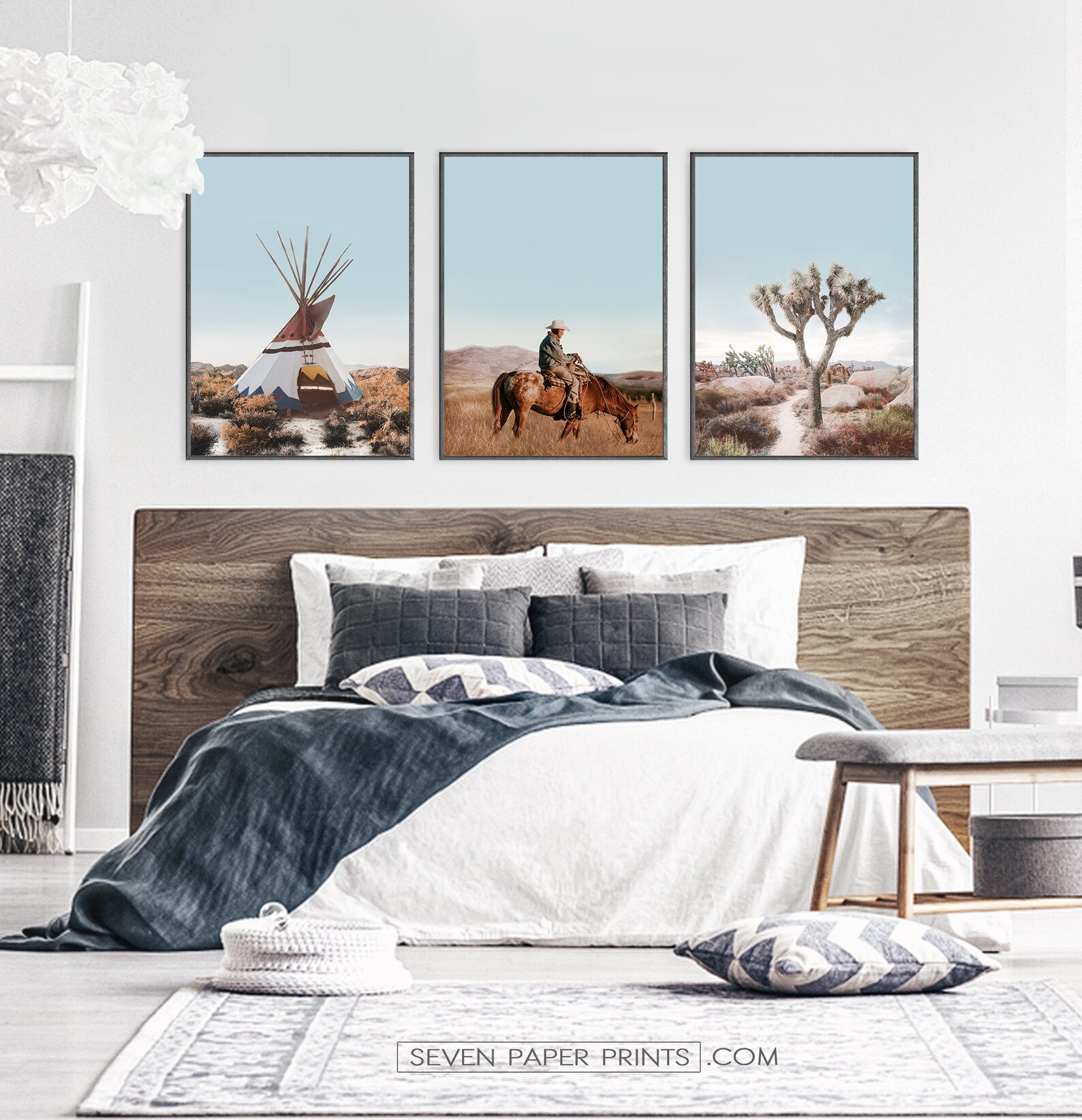 Western Set of Teepee Cowboy Riding Horse and Joshua Tree - Etsy