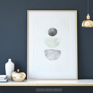 Nordic Abstract Art Set of 3 Prints. Scandinavian Gray and Green ...