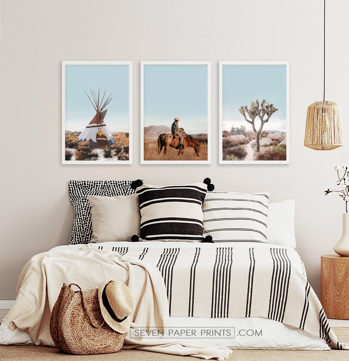 Western Set of Teepee Cowboy Riding Horse and Joshua Tree - Etsy