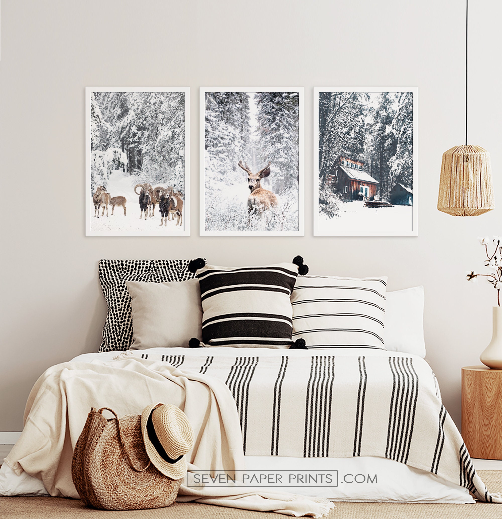 Christmas in Rustic Style Set of 3 Large Downloadable Prints - Etsy