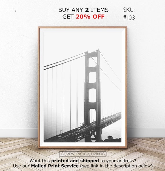 Golden Gate Poster California Attraction San Francisco | Etsy