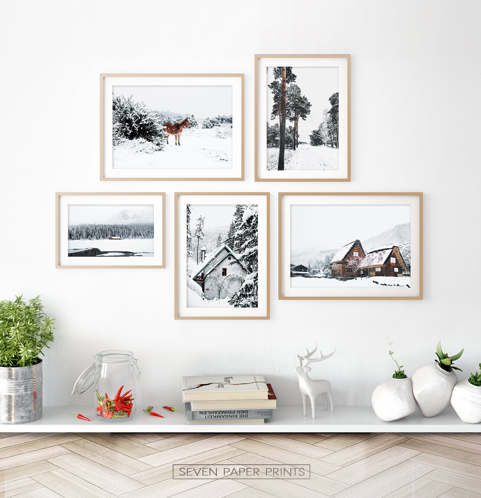 Winter Printable 5 Piece Holiday Decor. Christmas Wall Art | Etsy