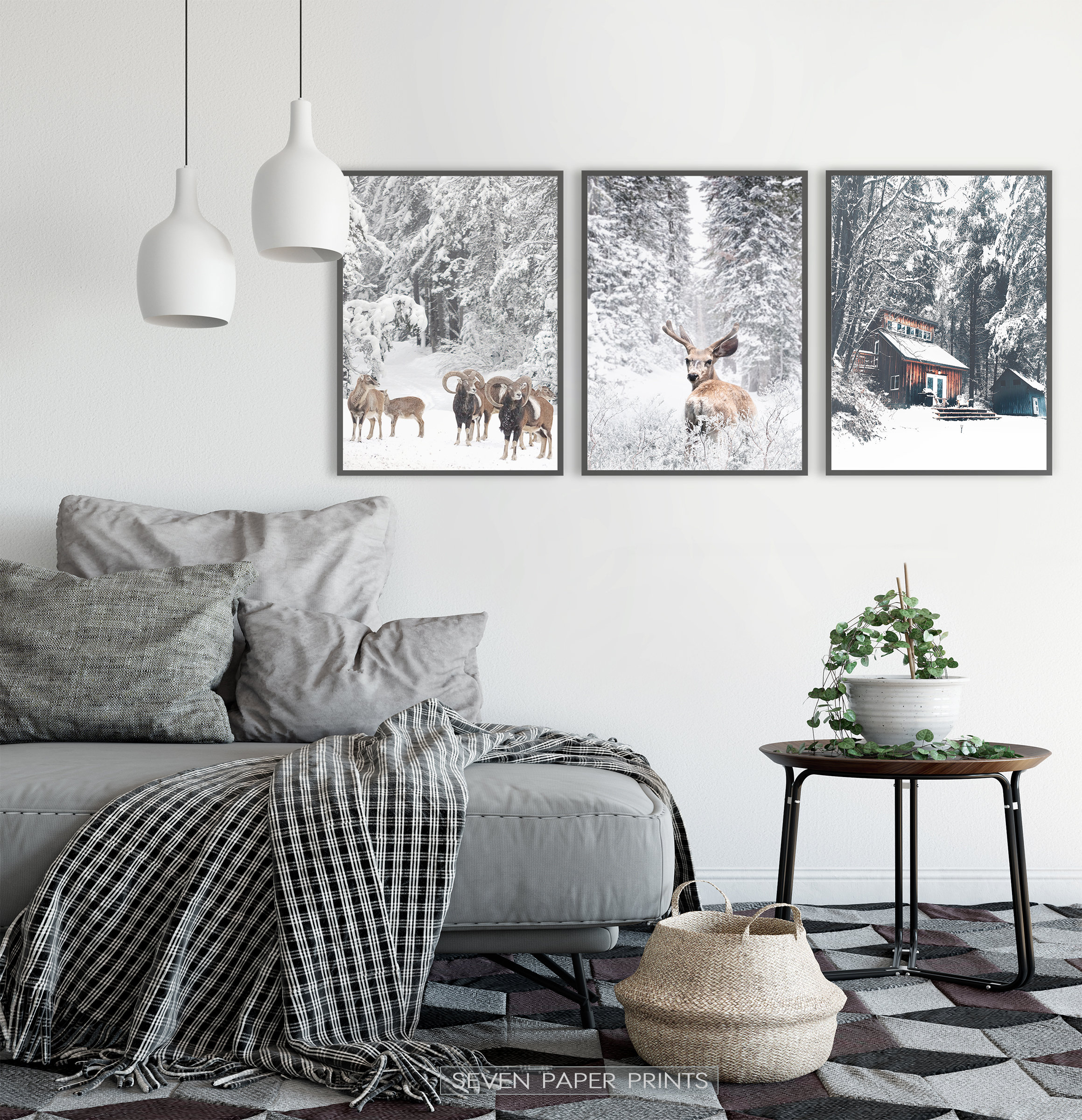 Christmas in Rustic Style Set of 3 Large Downloadable Prints - Etsy