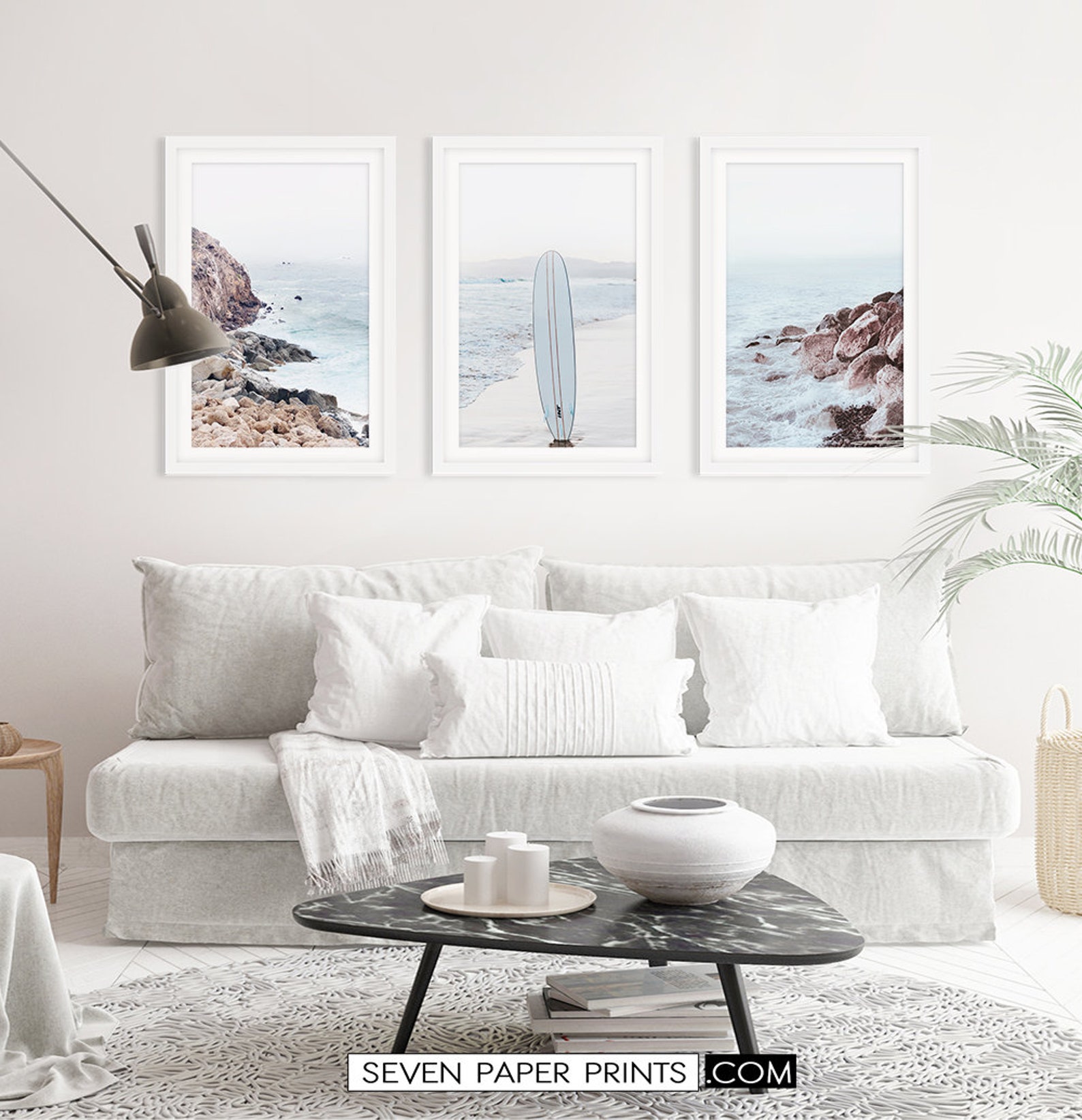 Neutral Color California Beach Surfing Set of 3 Pale Ocean - Etsy