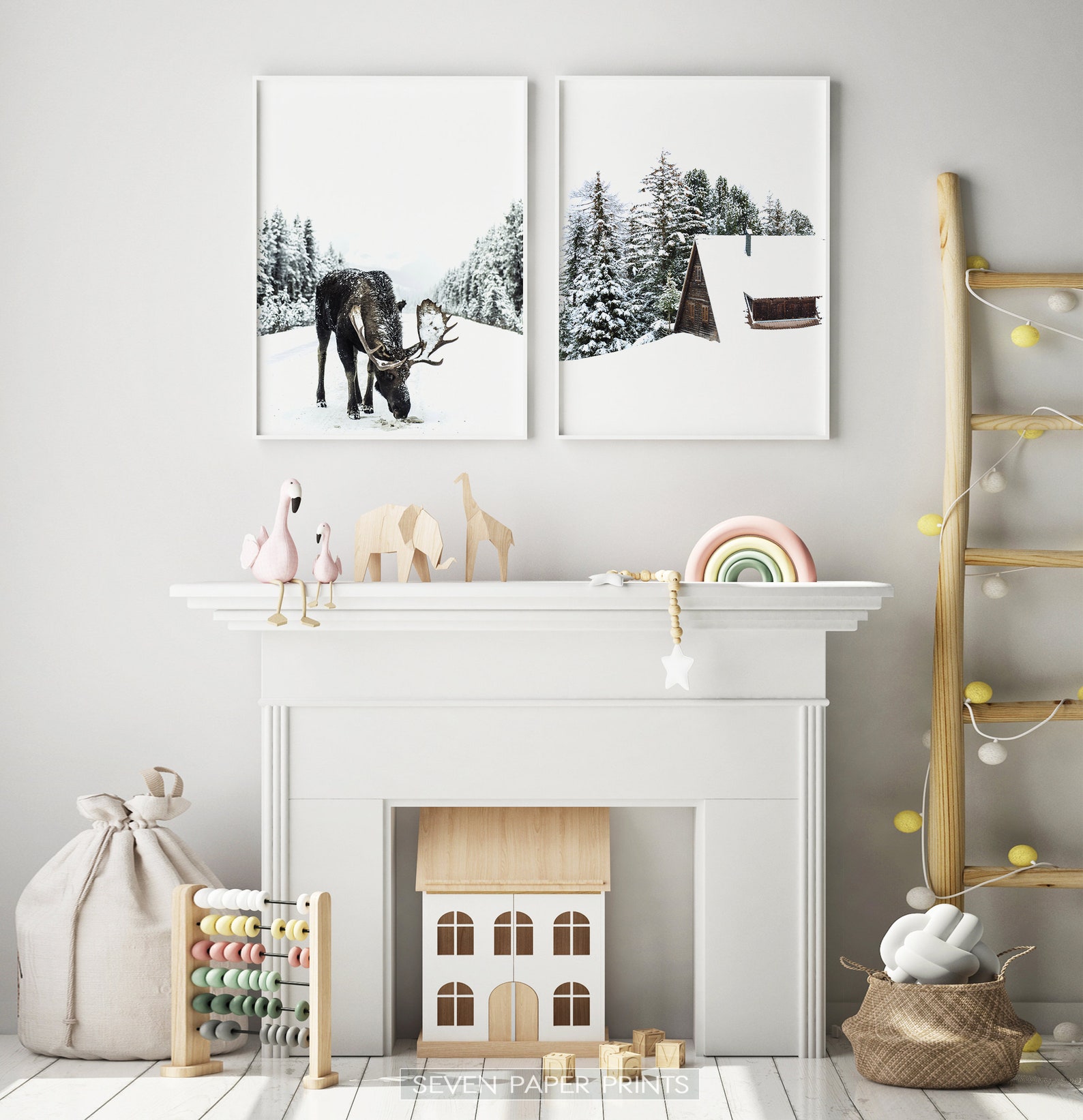 Winter Gallery Wall Decor. Nordic Christmas Wall Art Set of 6 - Etsy