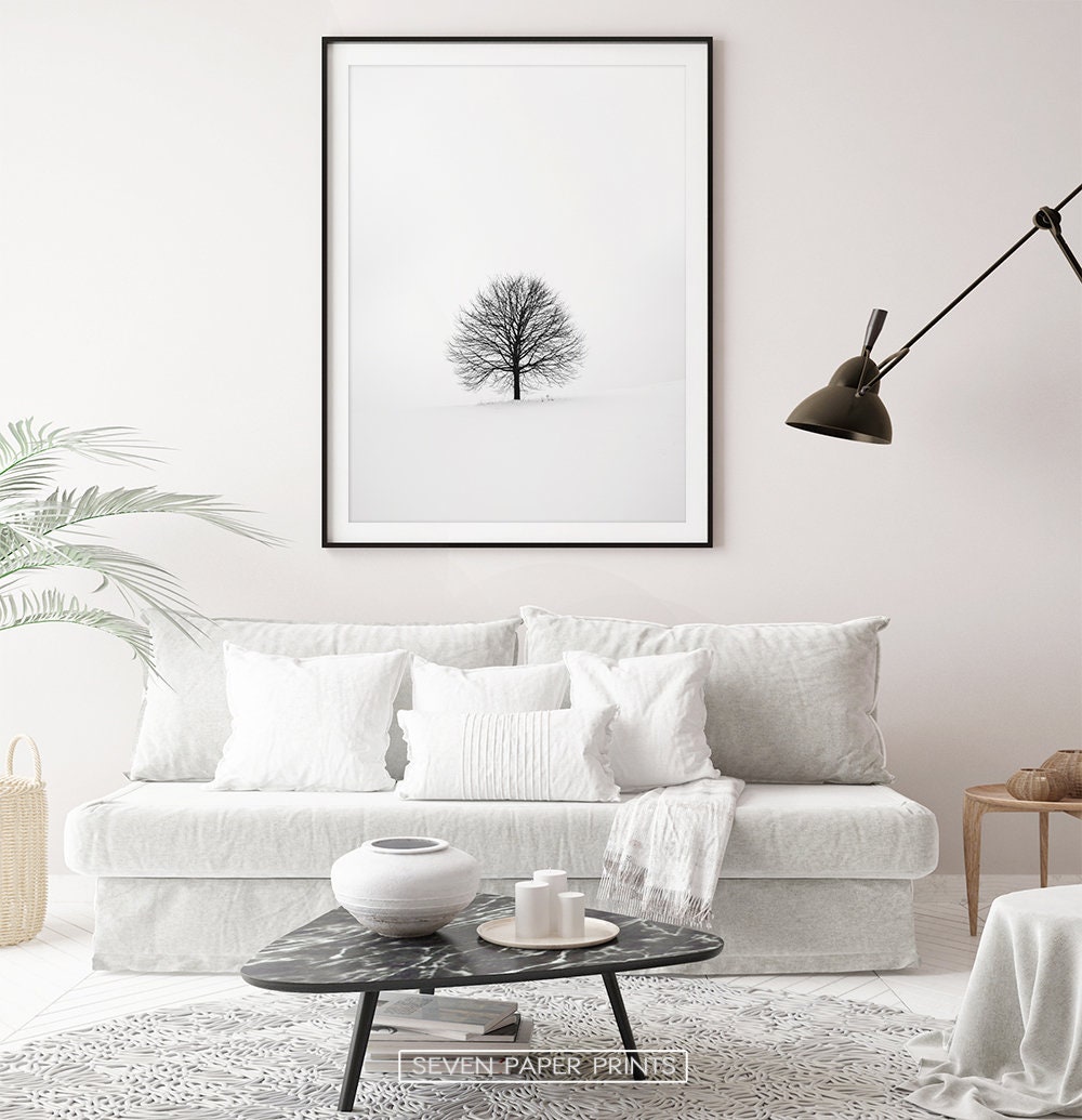 Black and White Minimalist Tree Print Minimalist Christmas - Etsy