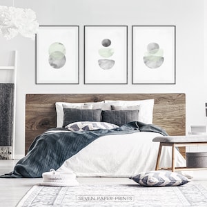 Nordic Abstract Art Set of 3 Prints. Scandinavian Gray and Green ...