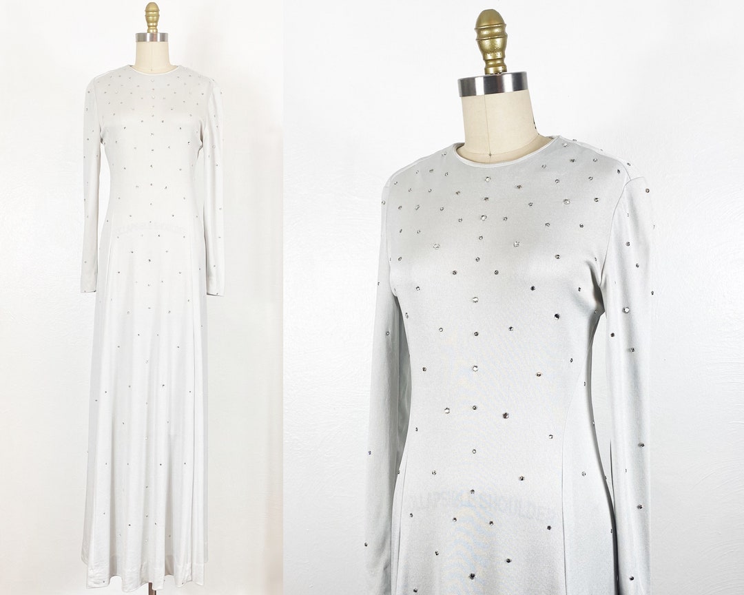1970s Gown - Disco Gown - Studio 54 Gown - Rhinestone Gown - Size Large ...
