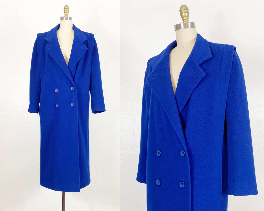 1980s Wool Coat Blue Wool Coat 1980s Overcoat Size Extra - Etsy