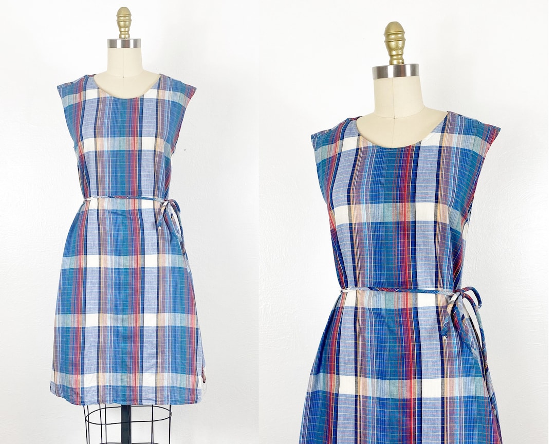 1960s Plaid Dress - 1960s Mod Dress - 1960s Day Dress - Size Medium - Etsy