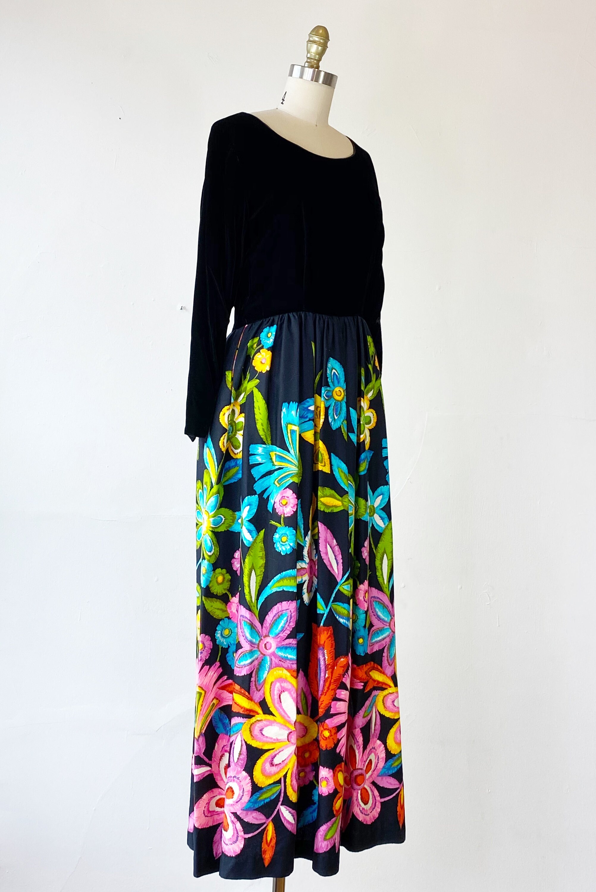 1960s Gown 60s Floral Gown Floral Maxi Dress Size Medium - Etsy