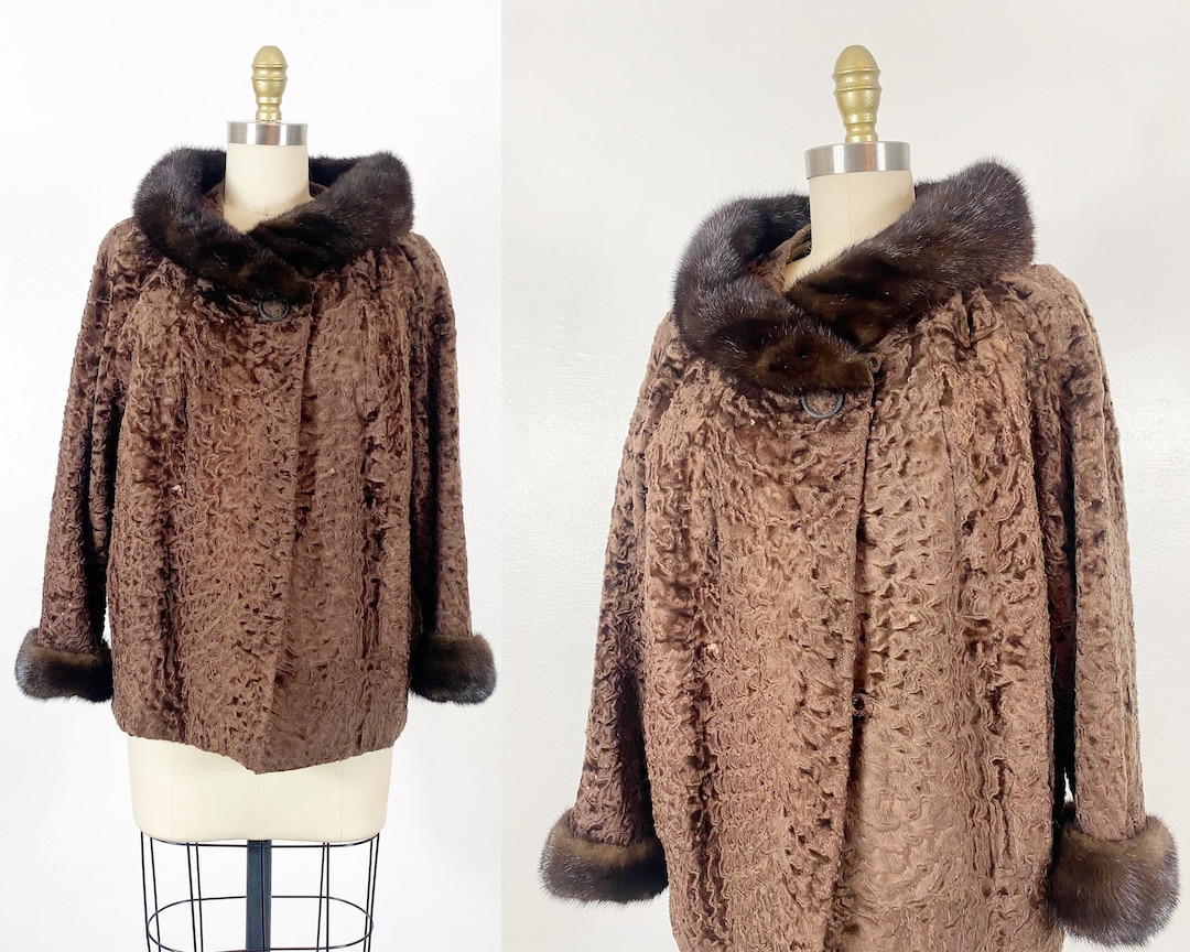 1950s Lamb Fur Coat - Vintage Lamb Coat - 1950s Fur Coat - Size Medium ...