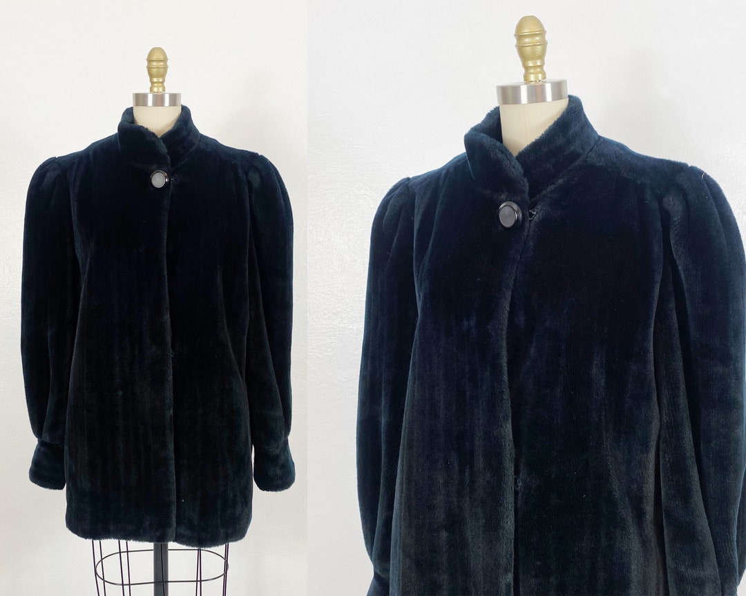 1970s Faux Fur Coat 1970s Black Fur Coat 1970s Coat Size Large - Etsy