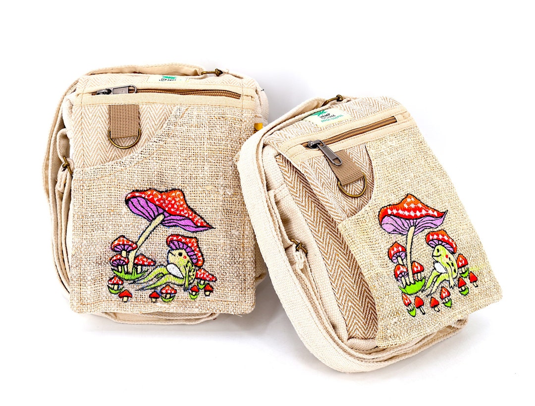 Unique Designed Himalaya Hemp Frog Mushroom Embroidered Beige Passport ...