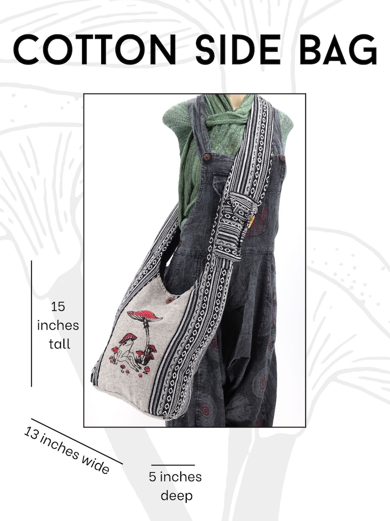 Cotton Shoulder Bag Unique Tapestry Mushroom With Frog Print - Etsy