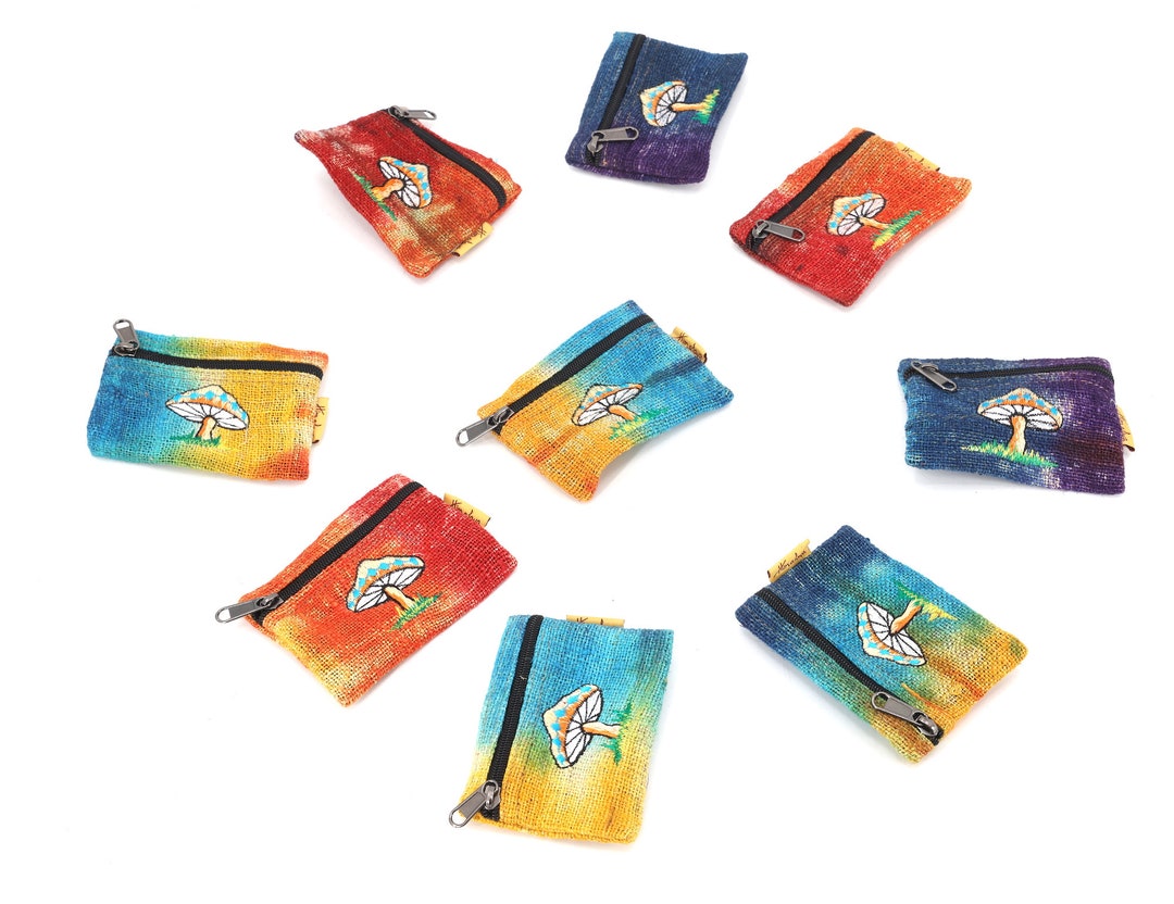 Handmade Hemp Coin Purse Embroidered Mushroom Design, Zippered - Etsy