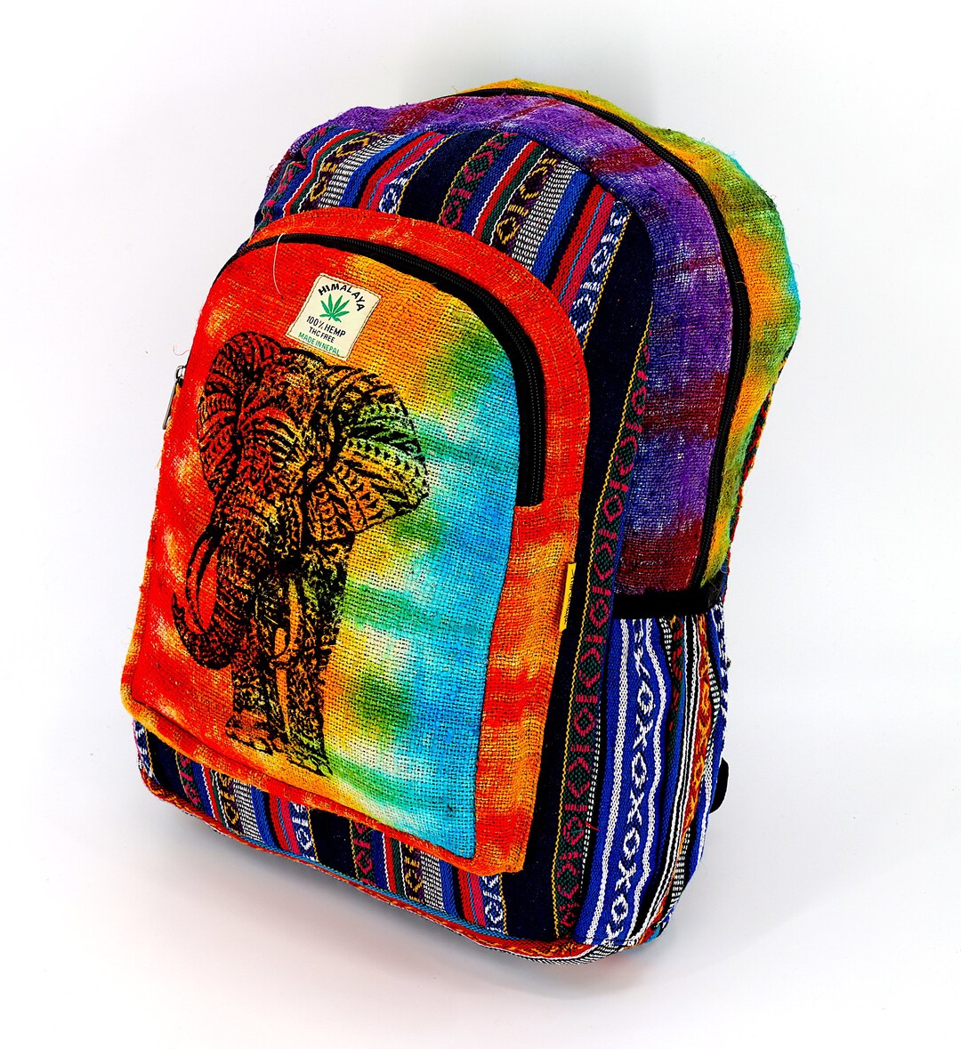Unique Designed Himalaya Hemp Elephant Print Tie Dye Large Backpack ...
