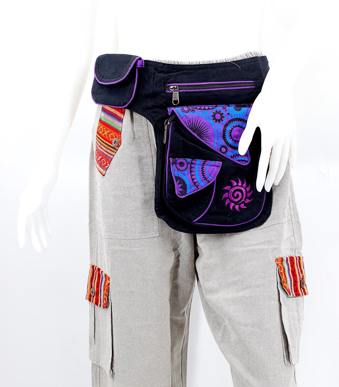 Embroidered Sun Himalaya Cotton Fanny Pack Colorful Hippie Boho Bag - Etsy