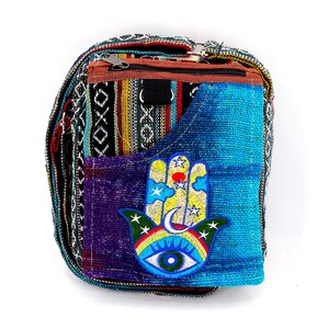Unique Designed Himalaya Hemp Hamsa Hand Embroidered Beige/ Tie Dye ...