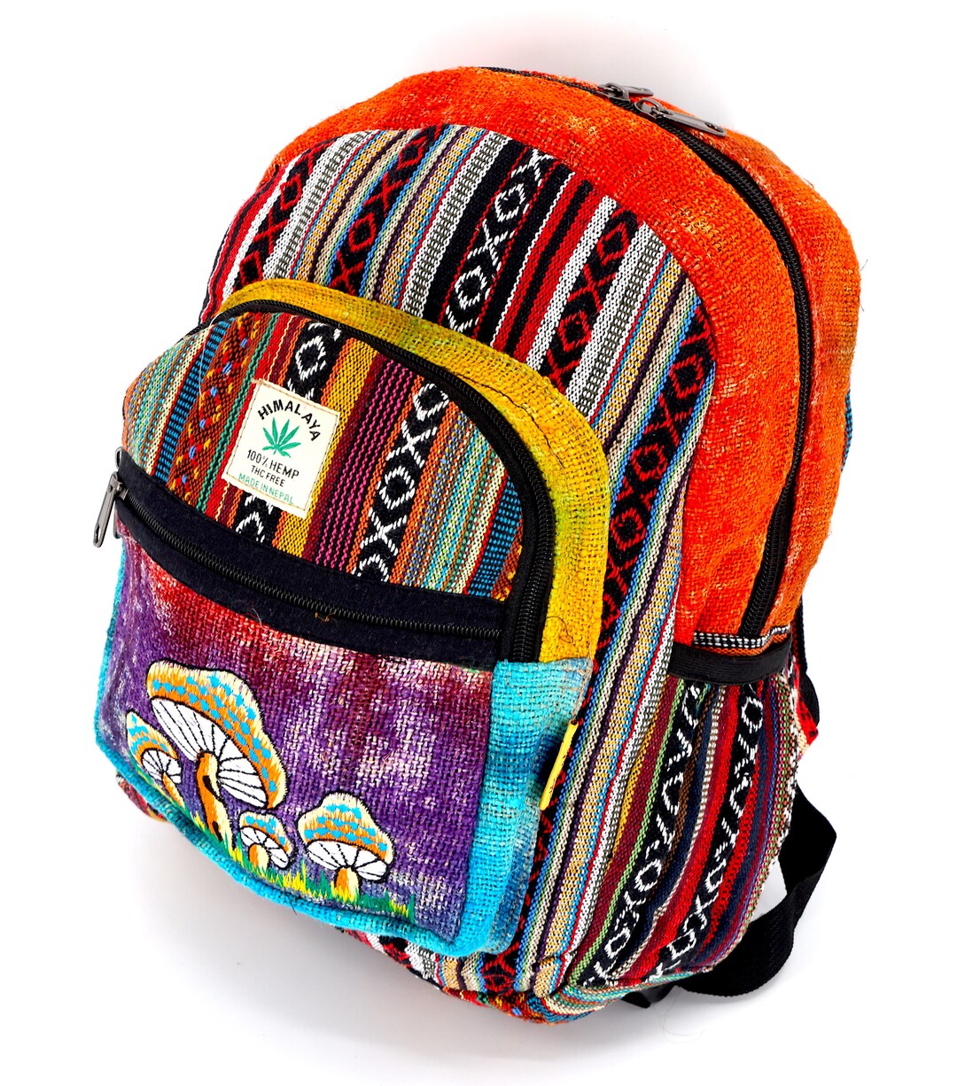 Himalayan Hemp Mini Backpack Mushroom Embroidered Tie Dye Boho Bag - Etsy