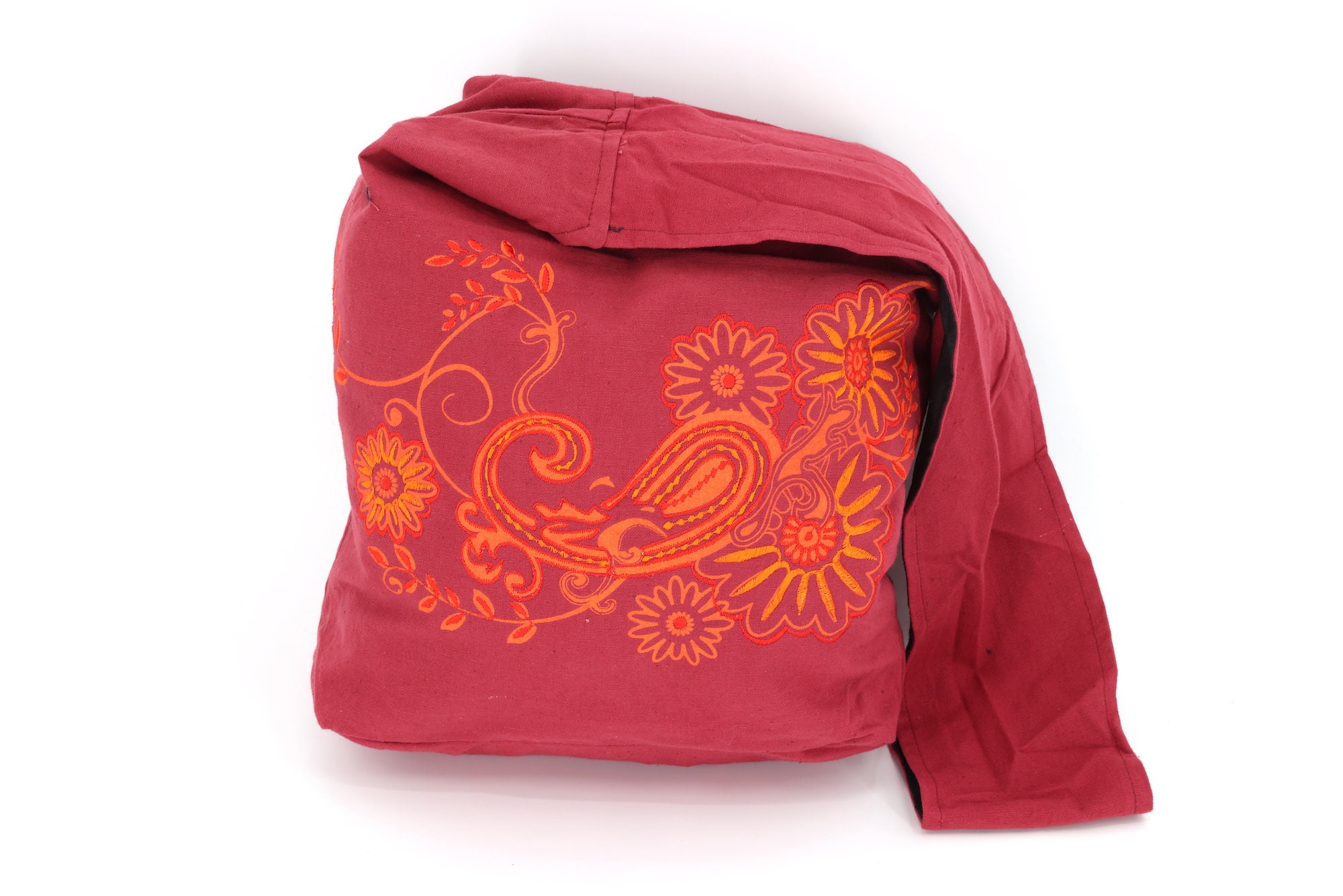 Cotton Shoulder Bag Unique Tapestry With Flower Embroidery - Etsy