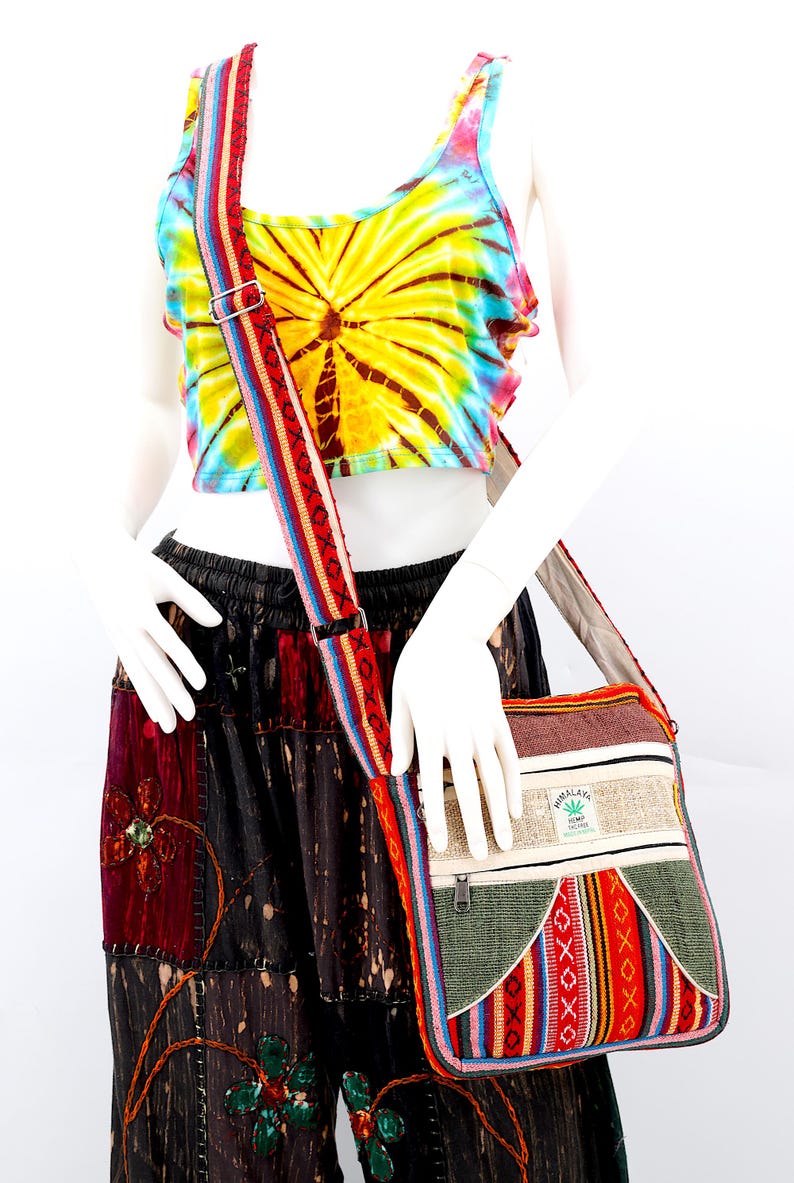 Himalayan Hemp Messenger Bag Handmade Gheri Crossbody Tote - Etsy