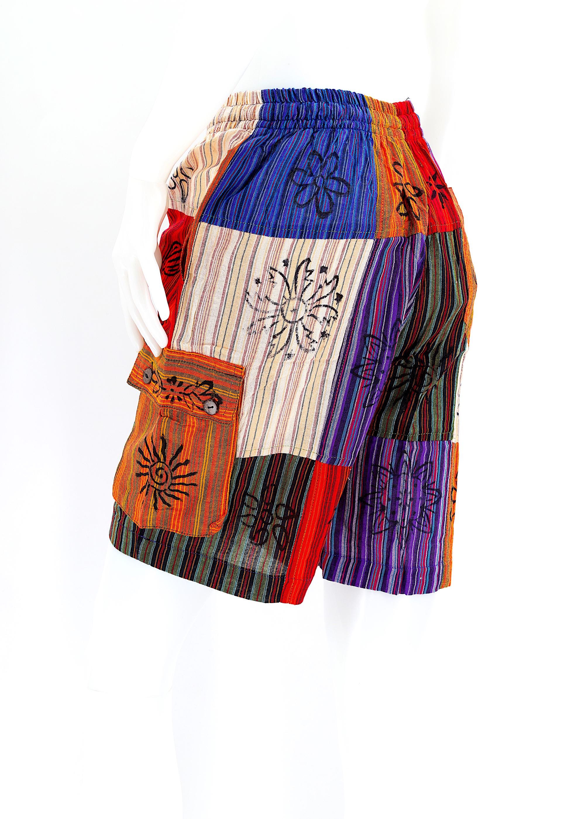 Handmade Cotton Patchwork Harem Shorts Lightweight Bohemian Hippie ...