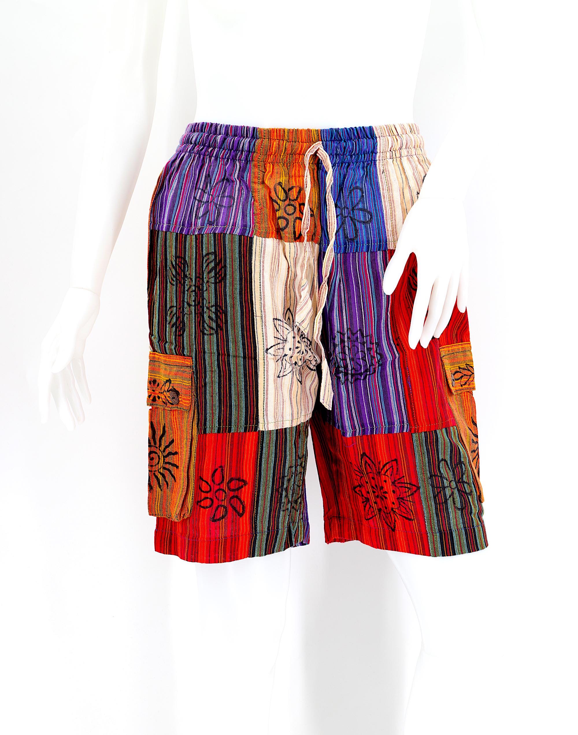 Handmade Cotton Patchwork Harem Shorts Lightweight Bohemian Hippie ...
