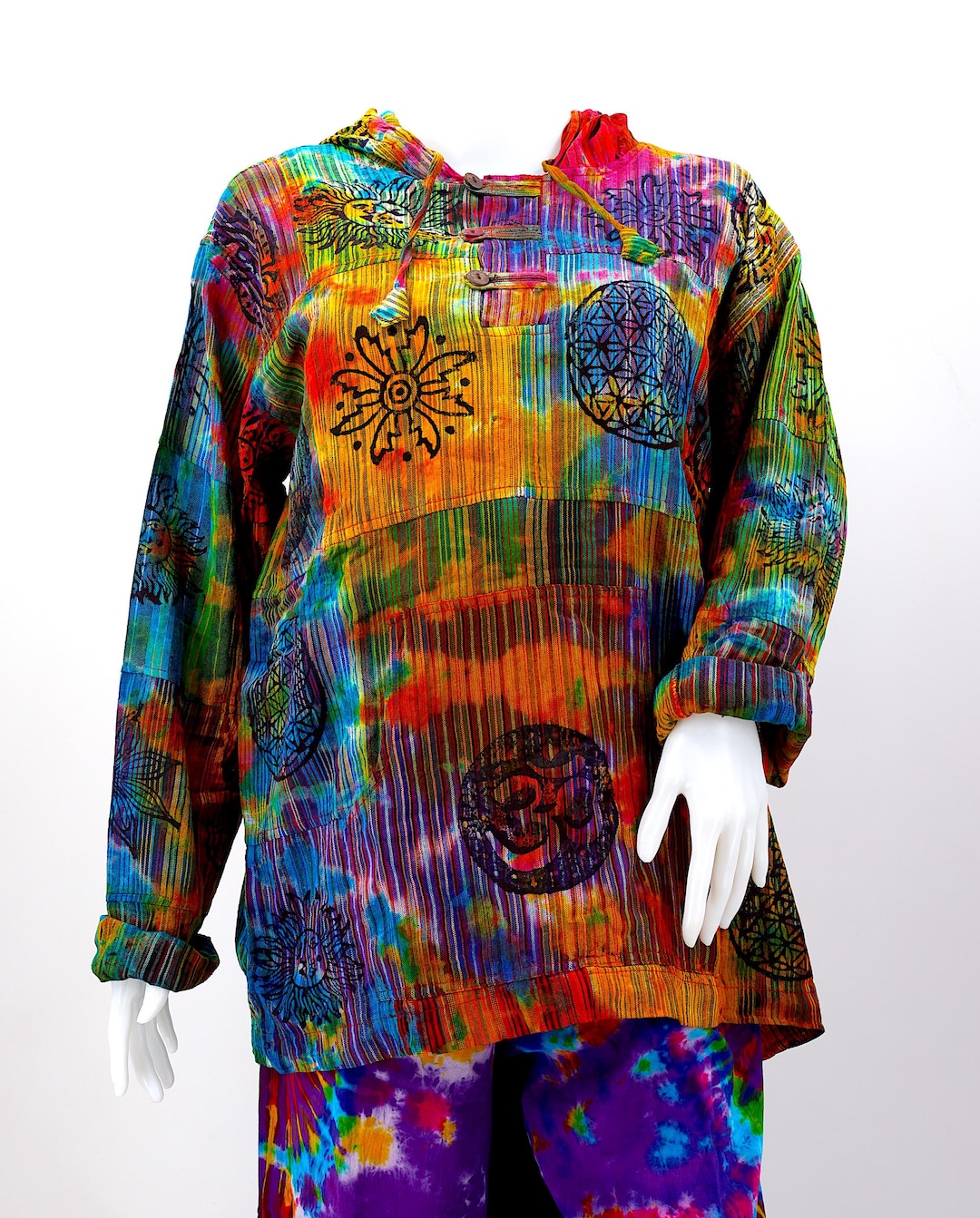 Cotton Handmade Hippie Patchwork Tie Dye Unisex Pullover Bohemian ...