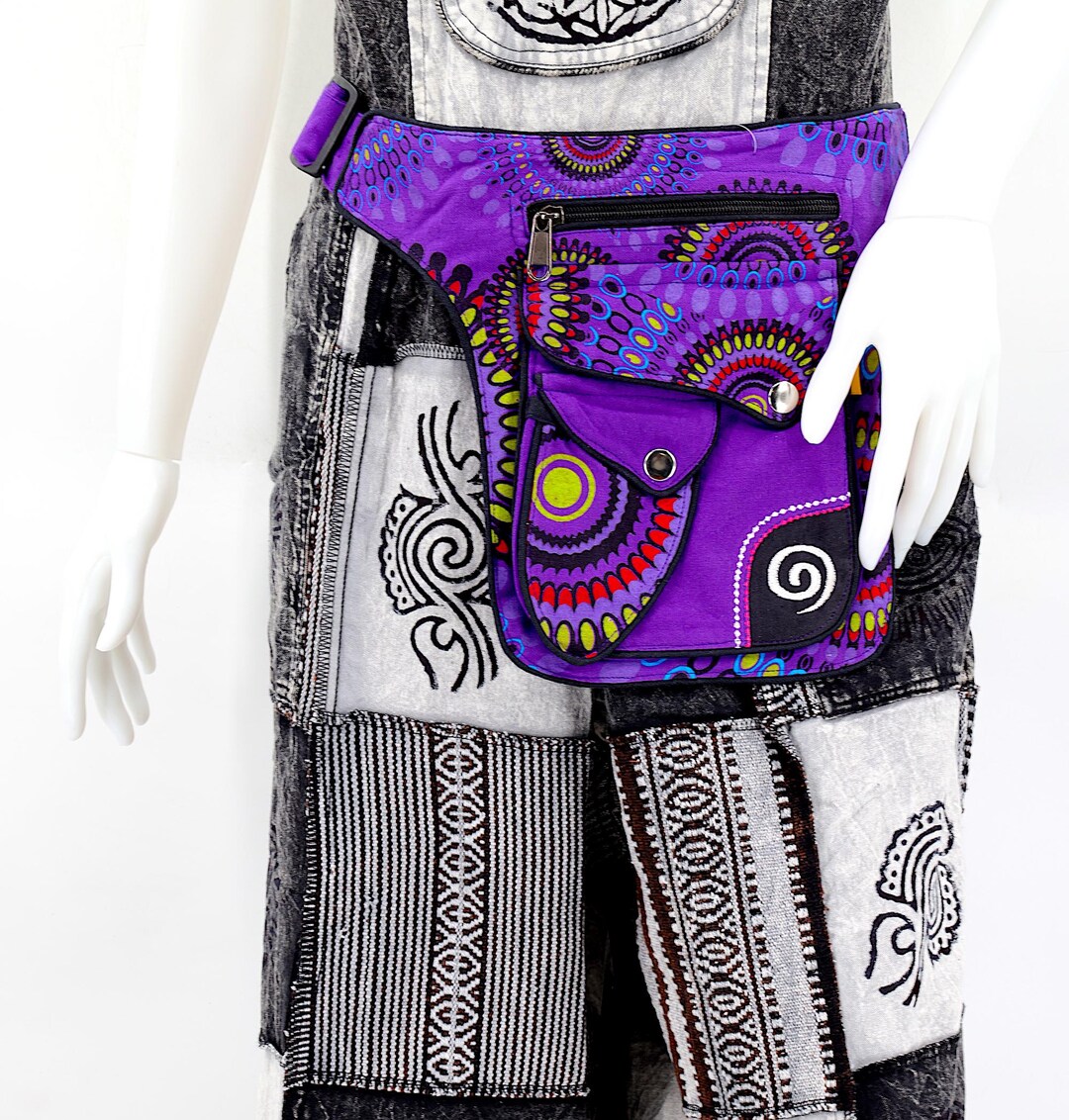 Unique Designed Himalaya Cotton Colorful Swirl Embroidered Purple ...