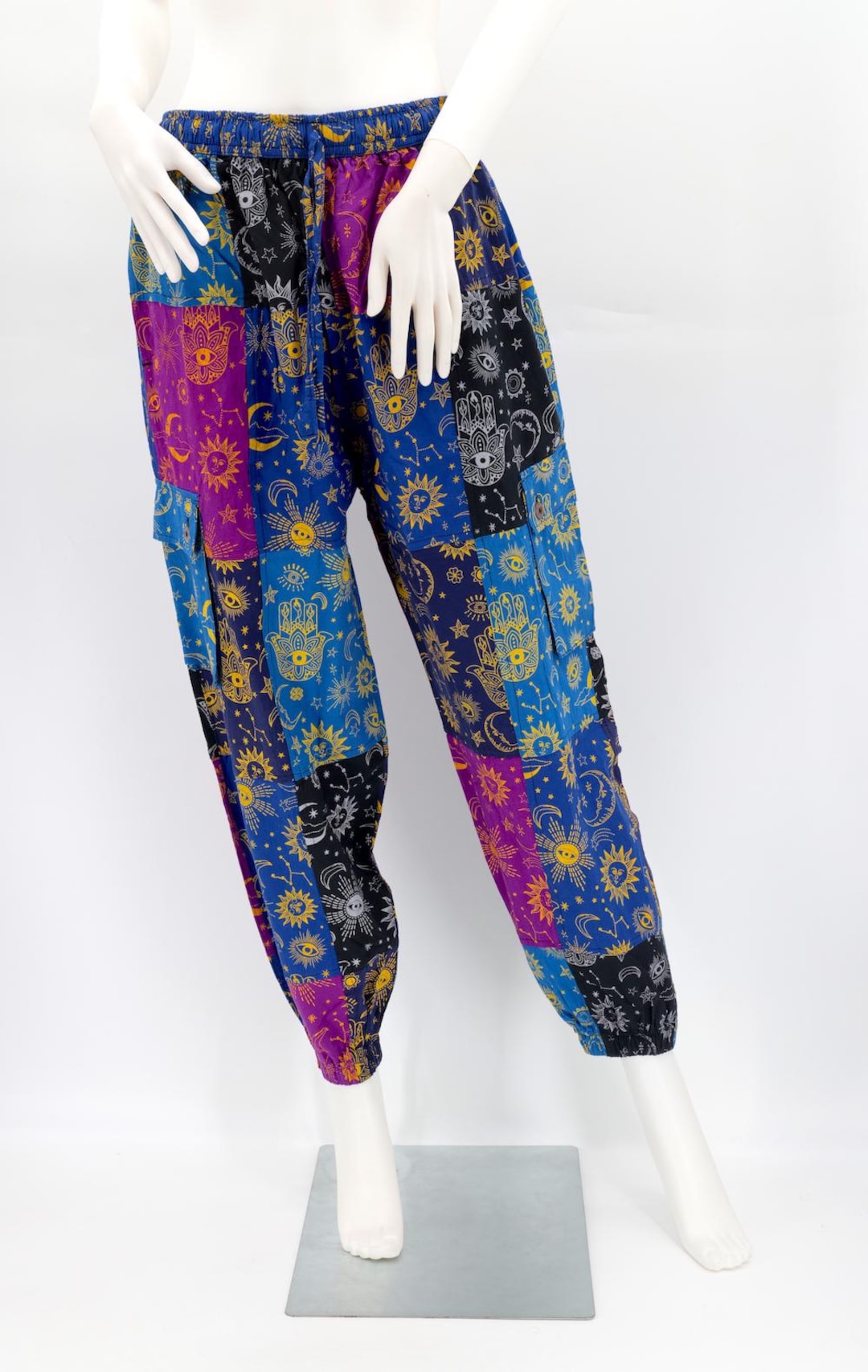 Handmade Cotton Harem Pants Celestial Patchwork Cargo, Bohemian Hippie ...