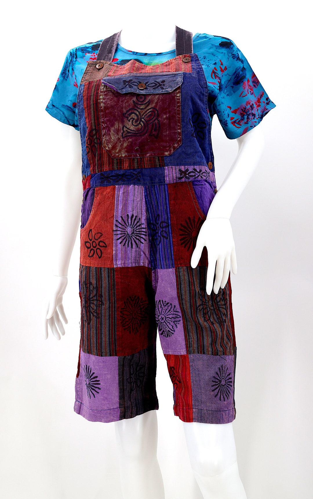 Cotton Colorful Hippie Handmade Patchwork Half Bohemian Overalls, Half ...