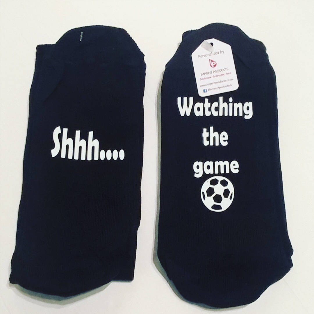Shhhh.... Watching the Game - Novelty Socks, Fun, Football, Soccer ...