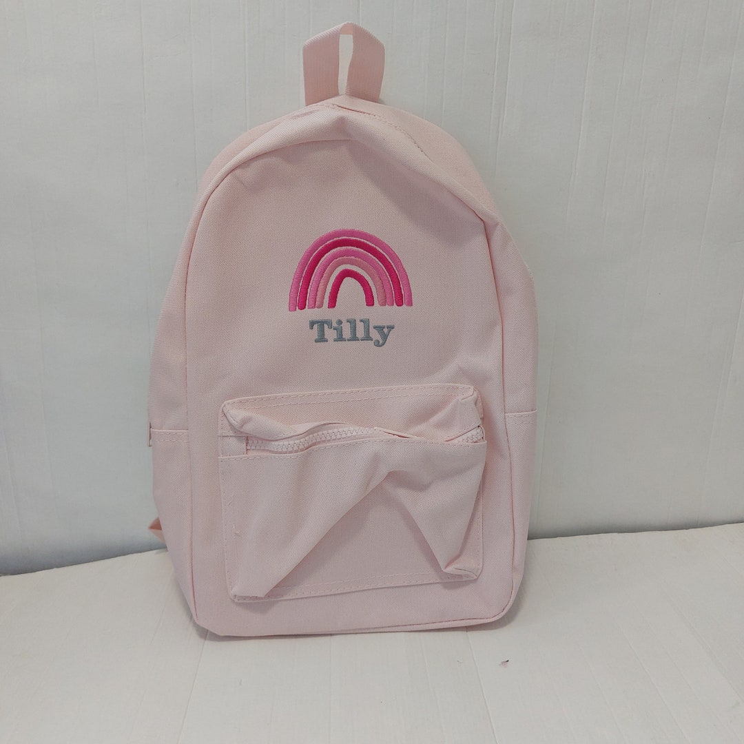 Personalised Embroidered Rainbow Pink Boys Girls Rucksack Backpack Bag ...