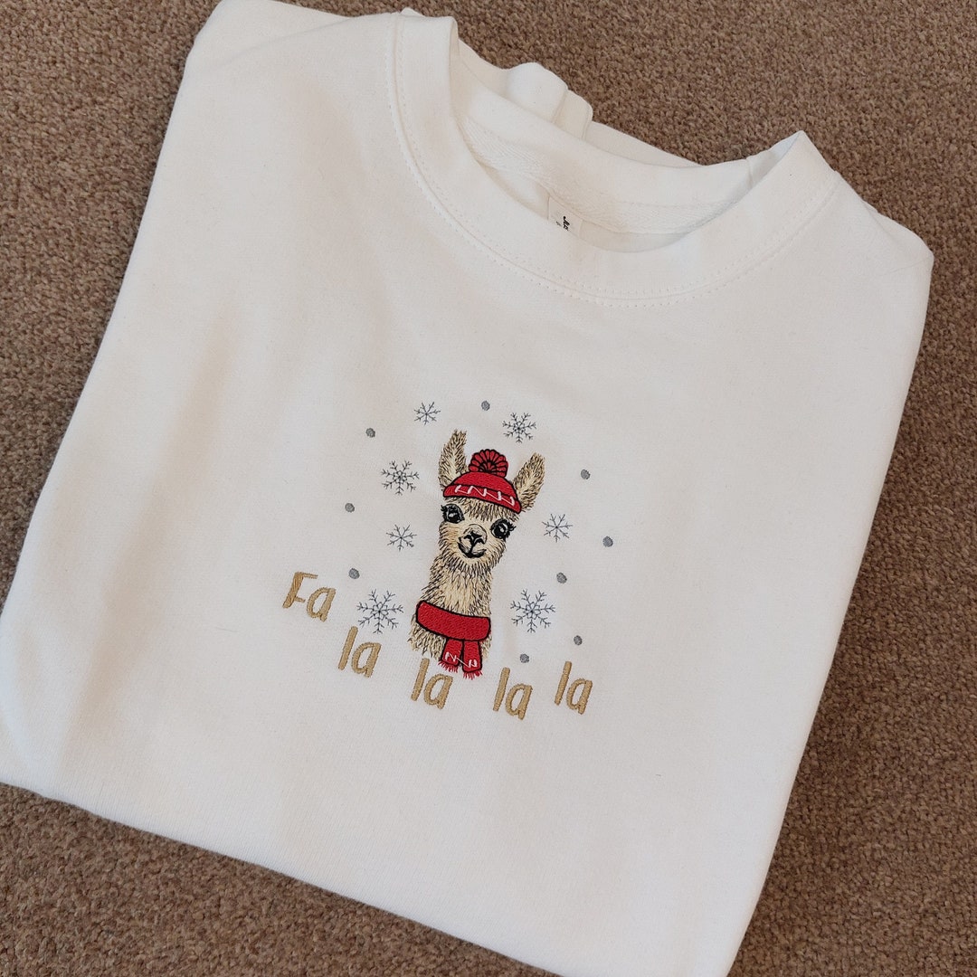 Christmas Jumper, Fa La La La La Llama Christmas Sweater, Embroidered ...