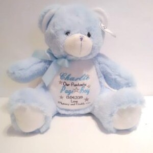 Personalised Blue Teddy Keepsake Gift for Baby Boy, Embroidered Soft ...