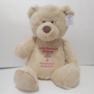 Personalised Christening Teddy Bear, Embroidered Baby Teddy, New Baby ...