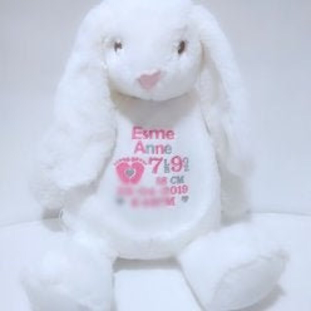 Personalised Bunny Rabbit Teddy Bear , Embroidered Baby Teddy, New Baby ...