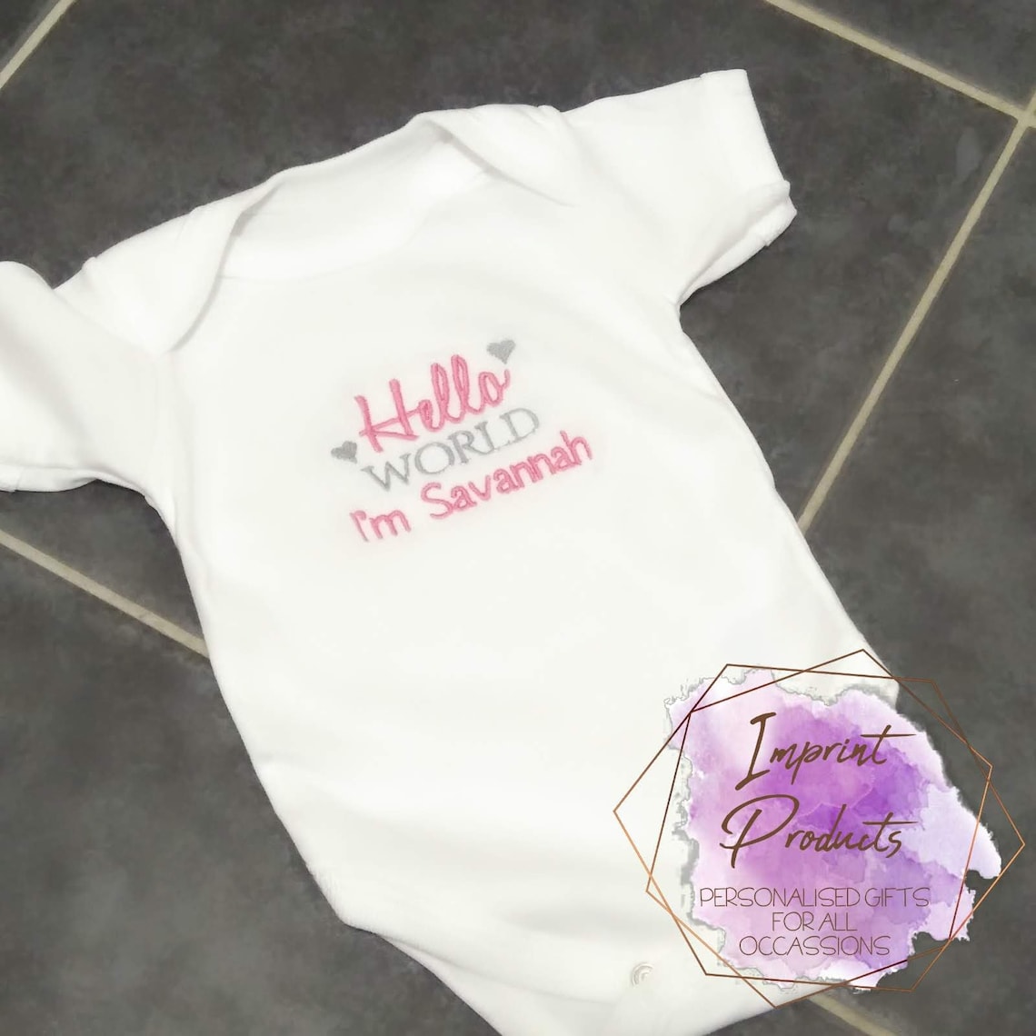Personalised Hello World Baby Vest Bodysuit Embroidered Baby - Etsy