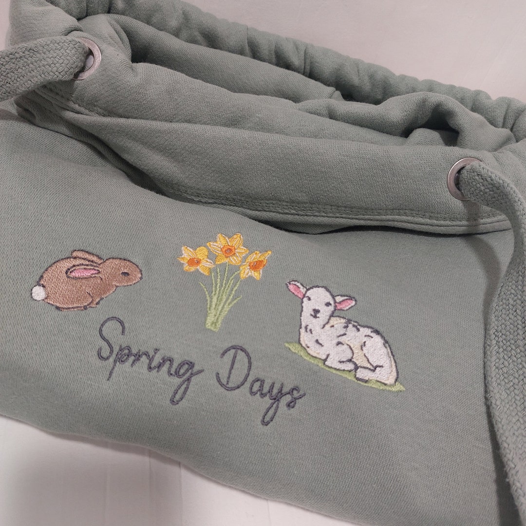 Spring Hoodie, Spring Days Sweater Jumper, Spring Clothing, Embroidered ...