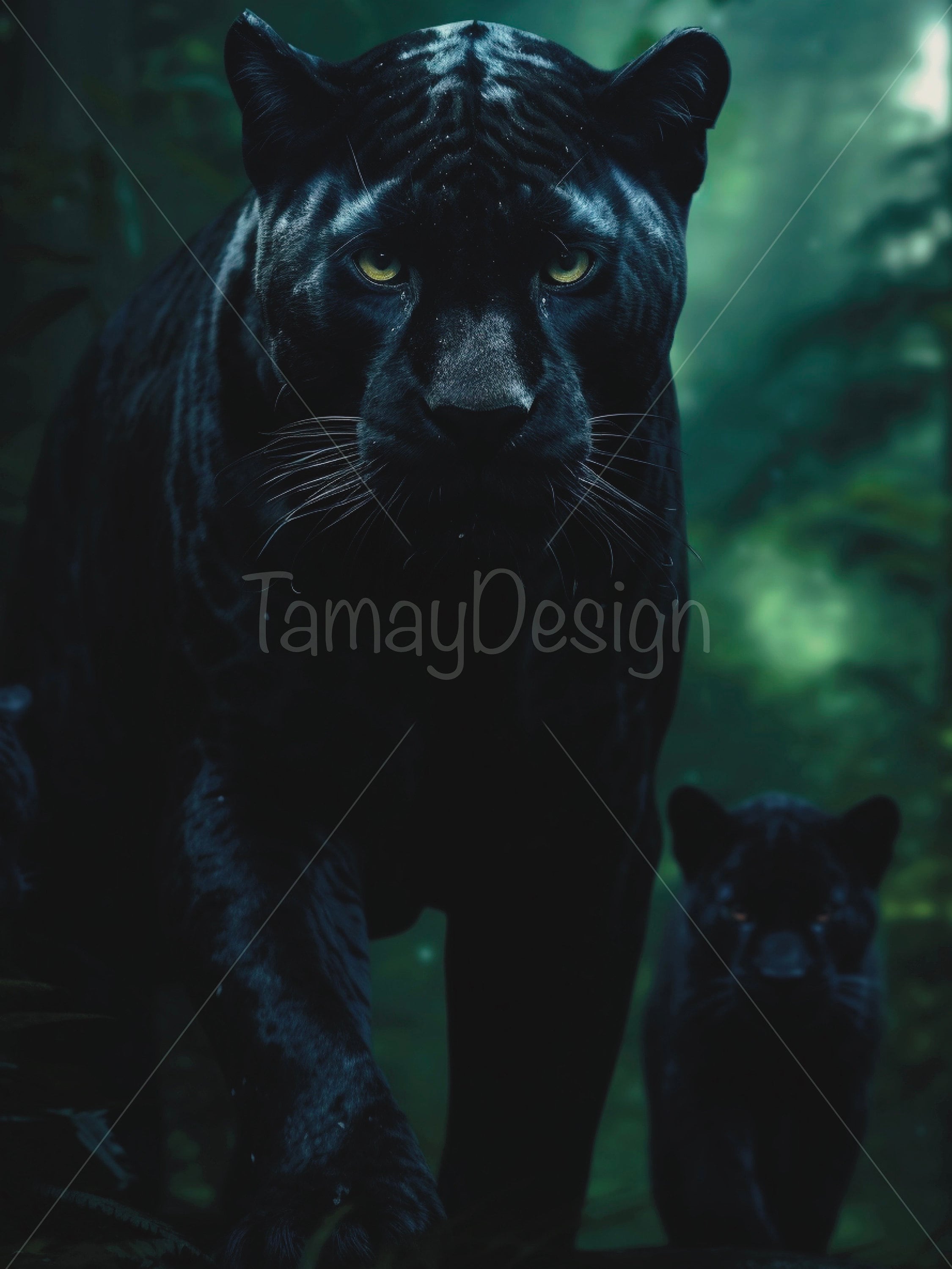 Black Panther Print Art, Panther Family for Fathers Day, Panther Home ...