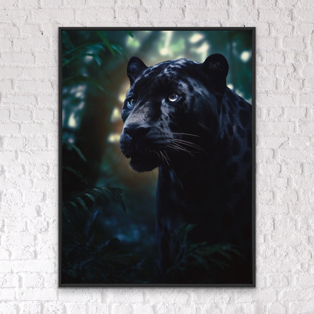 Black Panther Print Art, Panther Portrait, Panther Home Decor, High ...